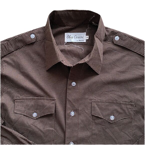 Oleg Cassini | Shirts | 7s Brown Polka Dot Shirt Oleg Cassini Vintage ...